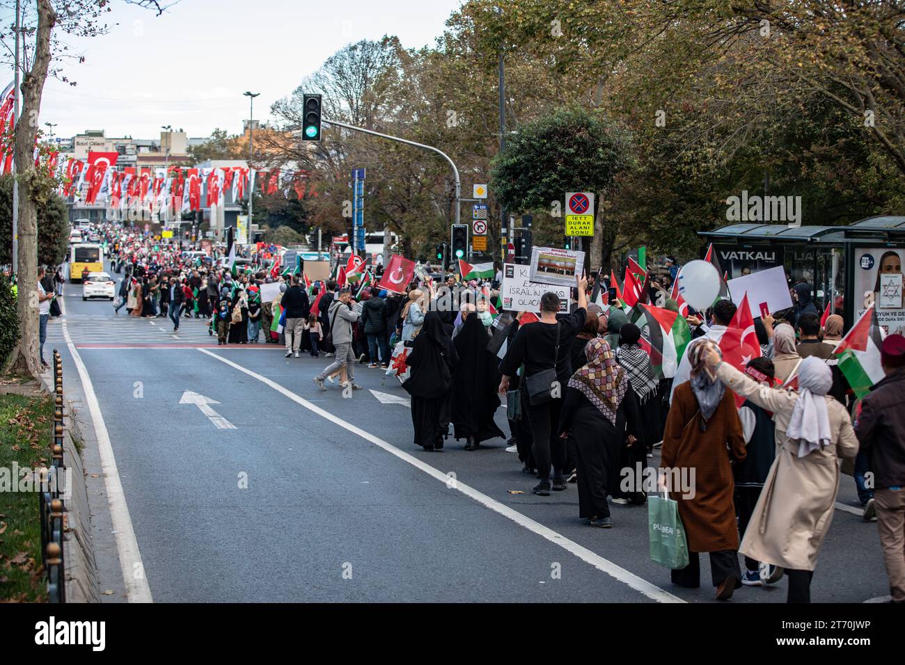 Istanbul, Turkey. 12th Nov, 2023. Palestinian supporters marching from ...