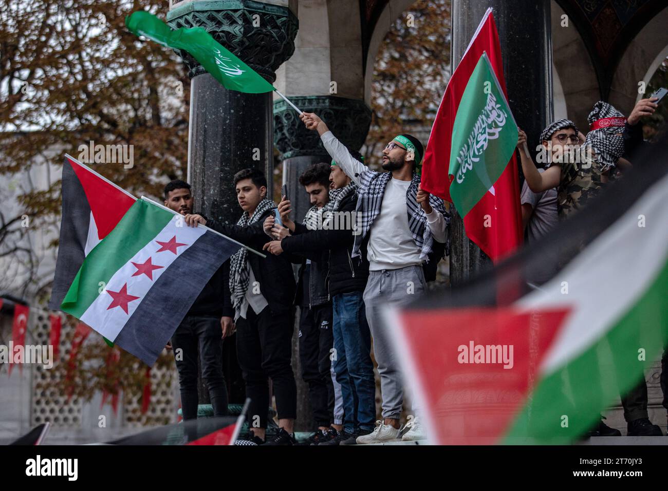 Istanbul, Turkey. 12th Nov, 2023. Palestinian supporters who went to ...
