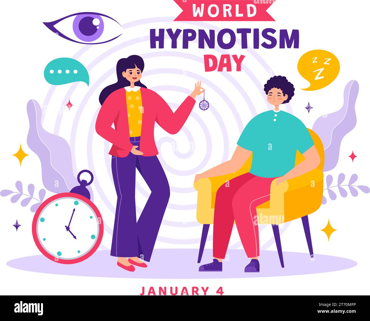 World Hypnotism Day Vector Illustration on 4 January with Black and ...