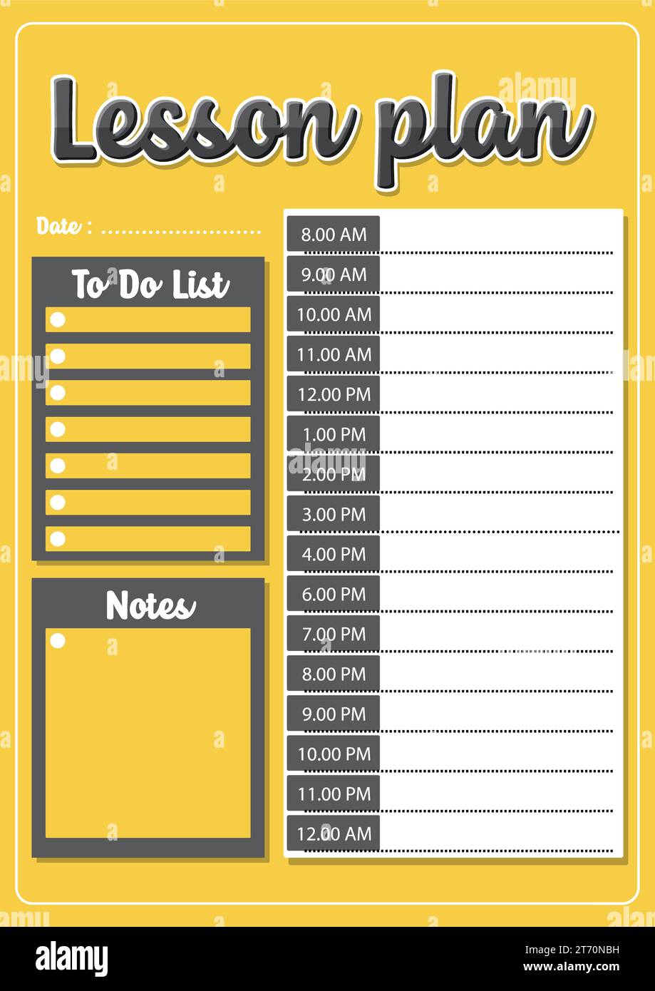 A colorful schedule for organizing lesson plans and tasks Stock Vector ...