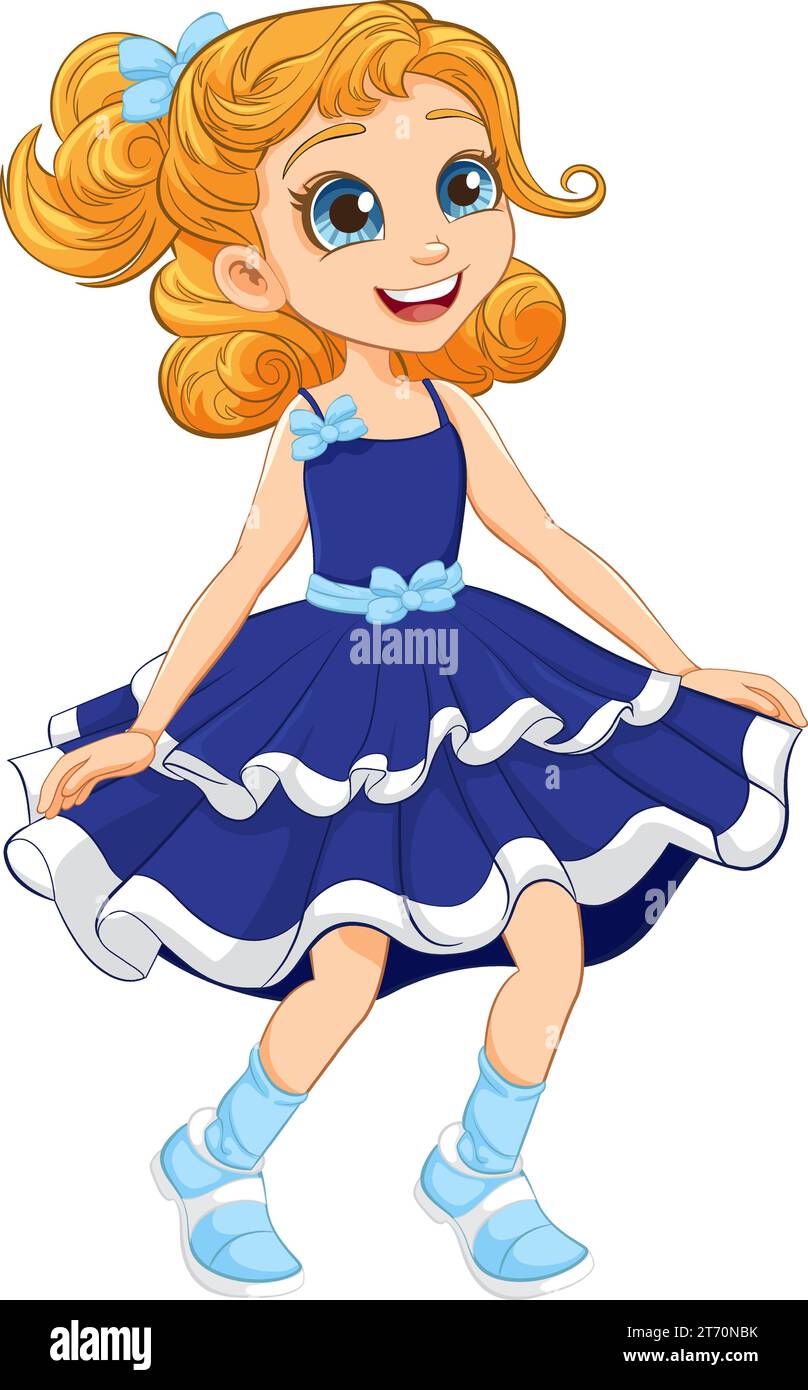A joyful female cartoon character dancing with happiness in a vector ...