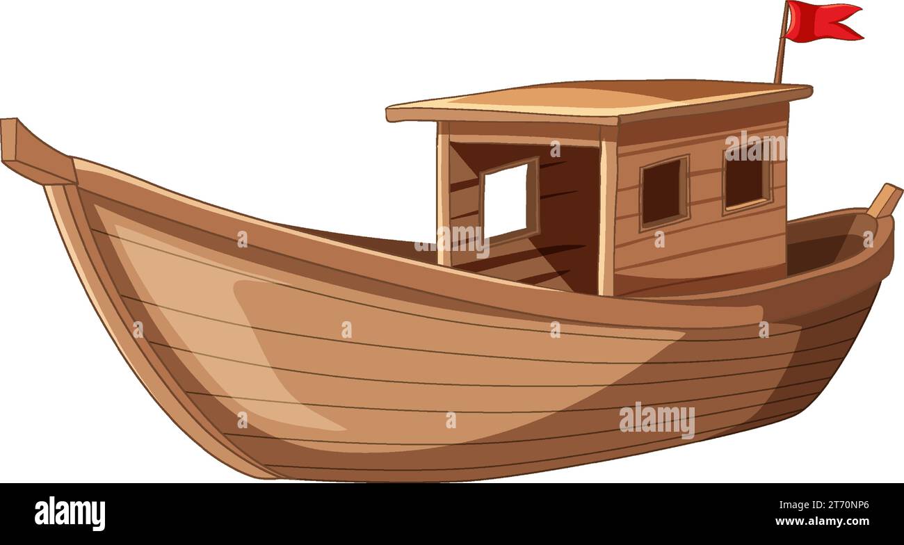 Wooden Boat Isolated on White Background illustration Stock Vector ...