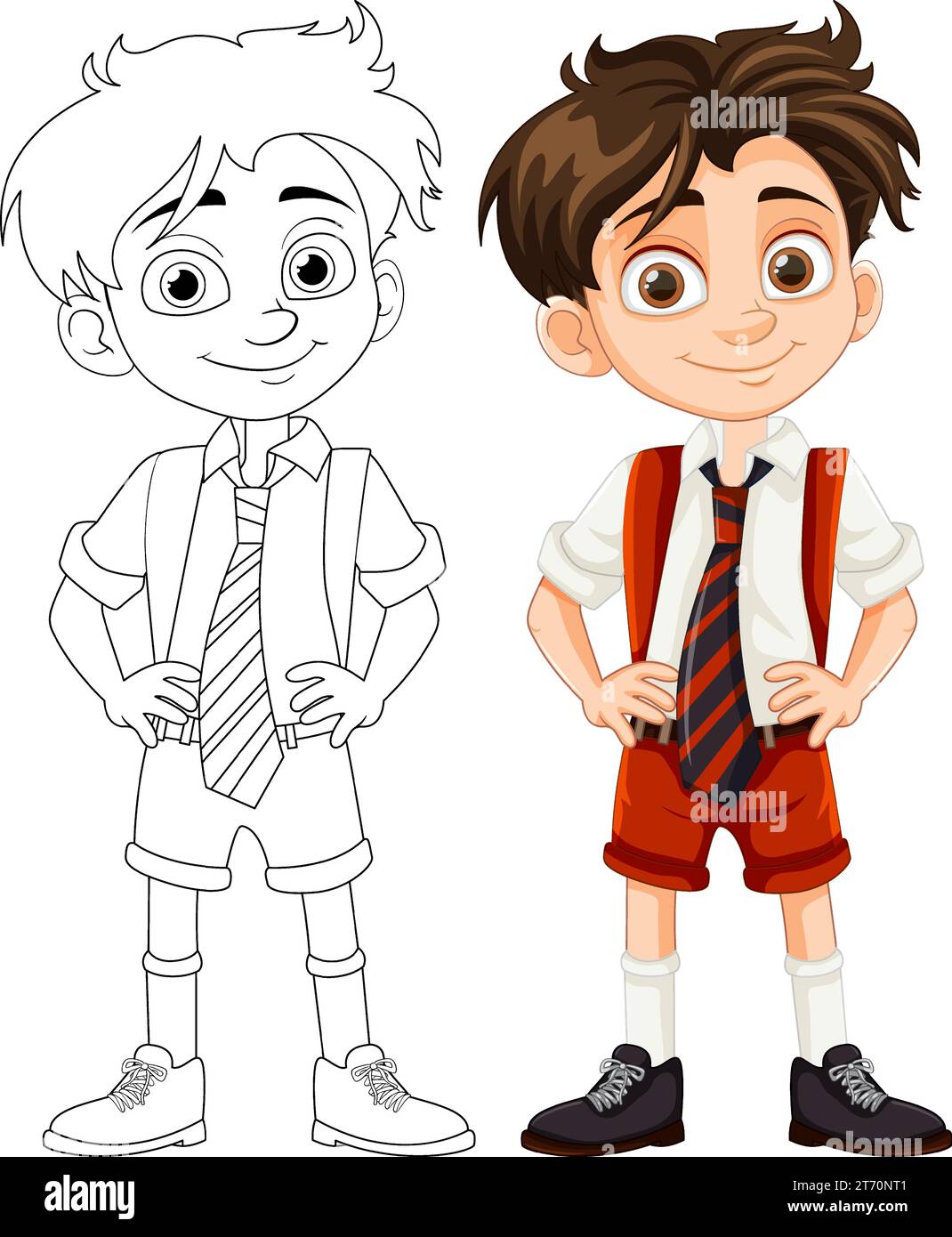 A charming cartoon character of a boy student in a school uniform Stock ...