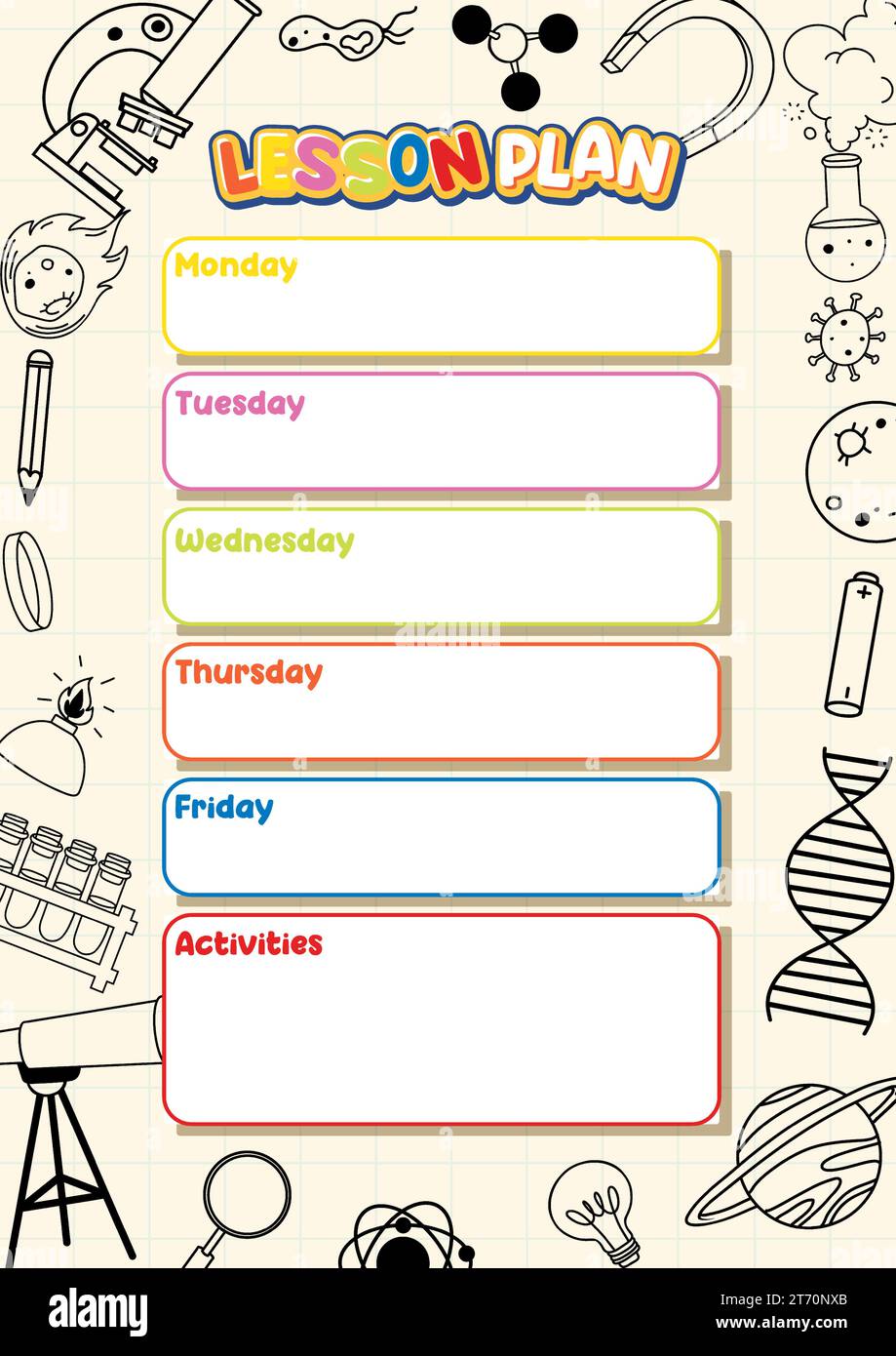 A vector cartoon illustration style template for planning lessons ...