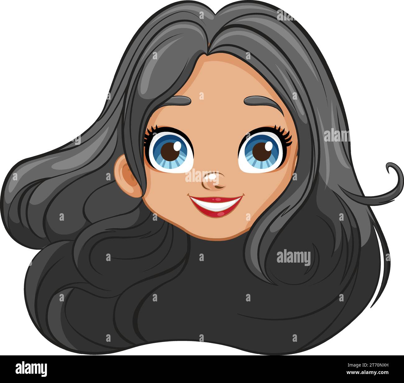 A Stunning Vector Illustration Of A Woman With Black Hair Big Eyes