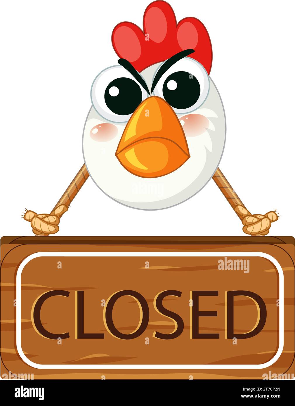 Vector cartoon illustration of a furious chicken head on a closed ...