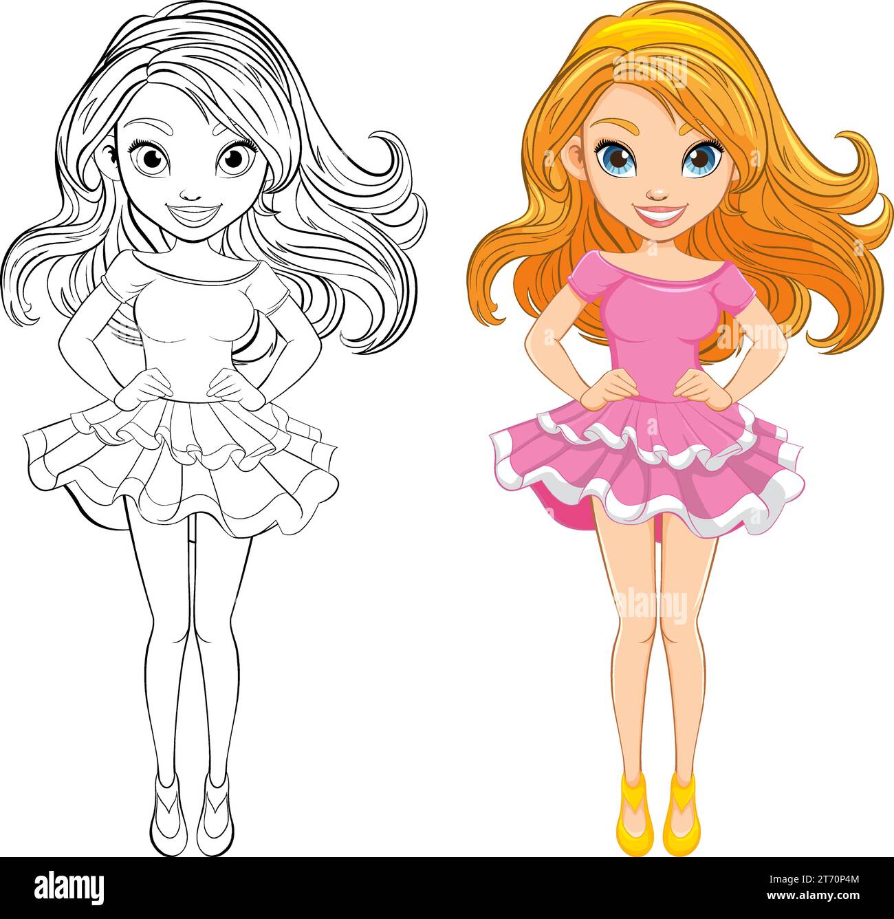 A stunning cartoon character wearing a mini skirt dress Stock Vector ...