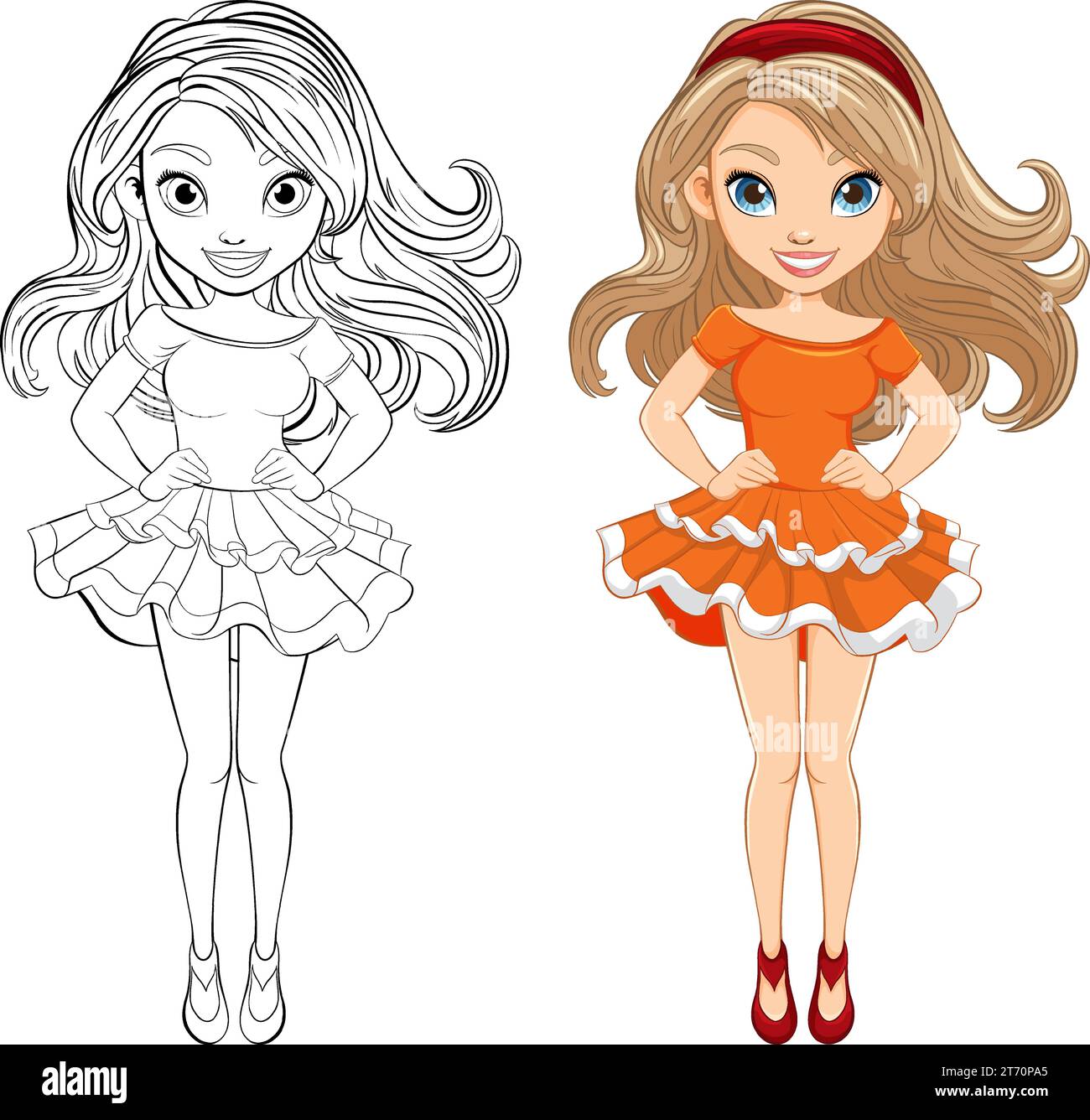 A stylish cartoon character wearing a mini skirt dress Stock Vector ...
