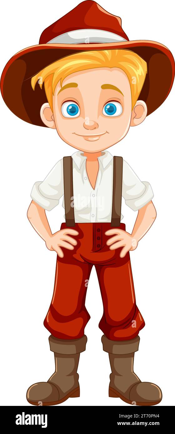 A charming cartoon character wearing a hat, isolated in a vector ...