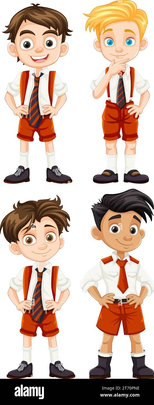 Illustration of a group of boys wearing school uniforms Stock Vector ...