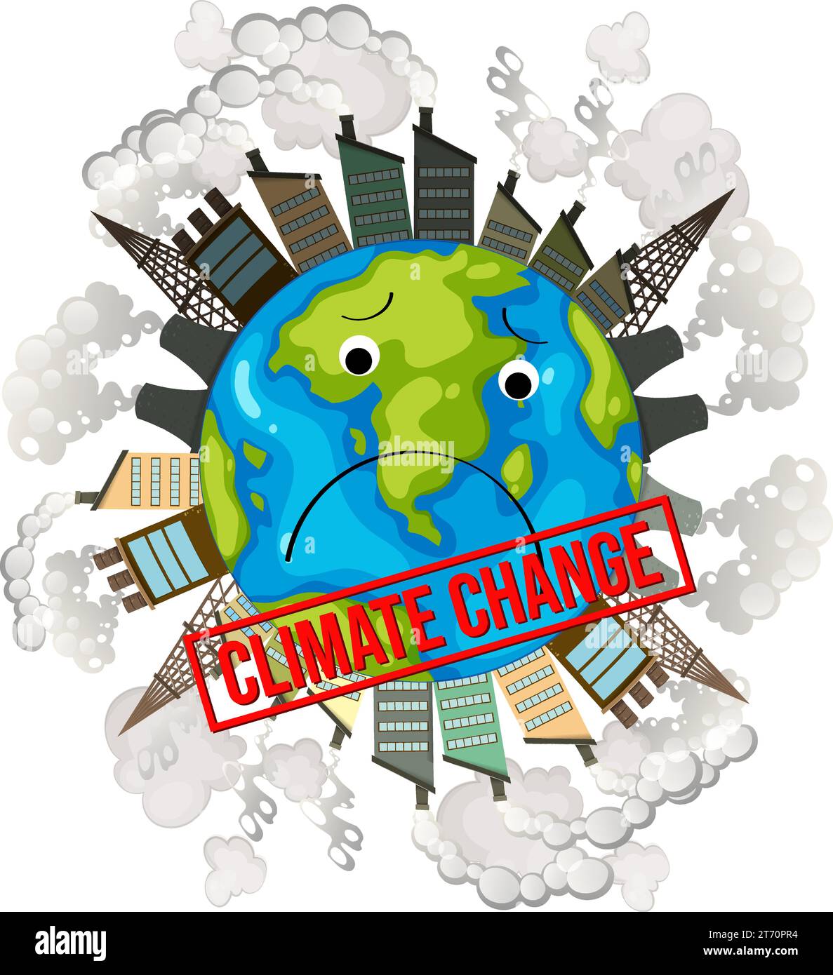 A contrasting illustration depicting the impact of climate change Stock ...