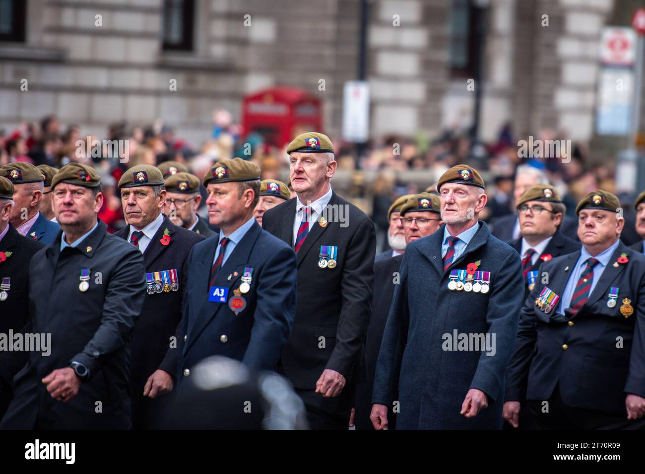 London, UK. 12th Nov, 2023. Veterans march past The Cenotaph during The 2023 National Service of ...