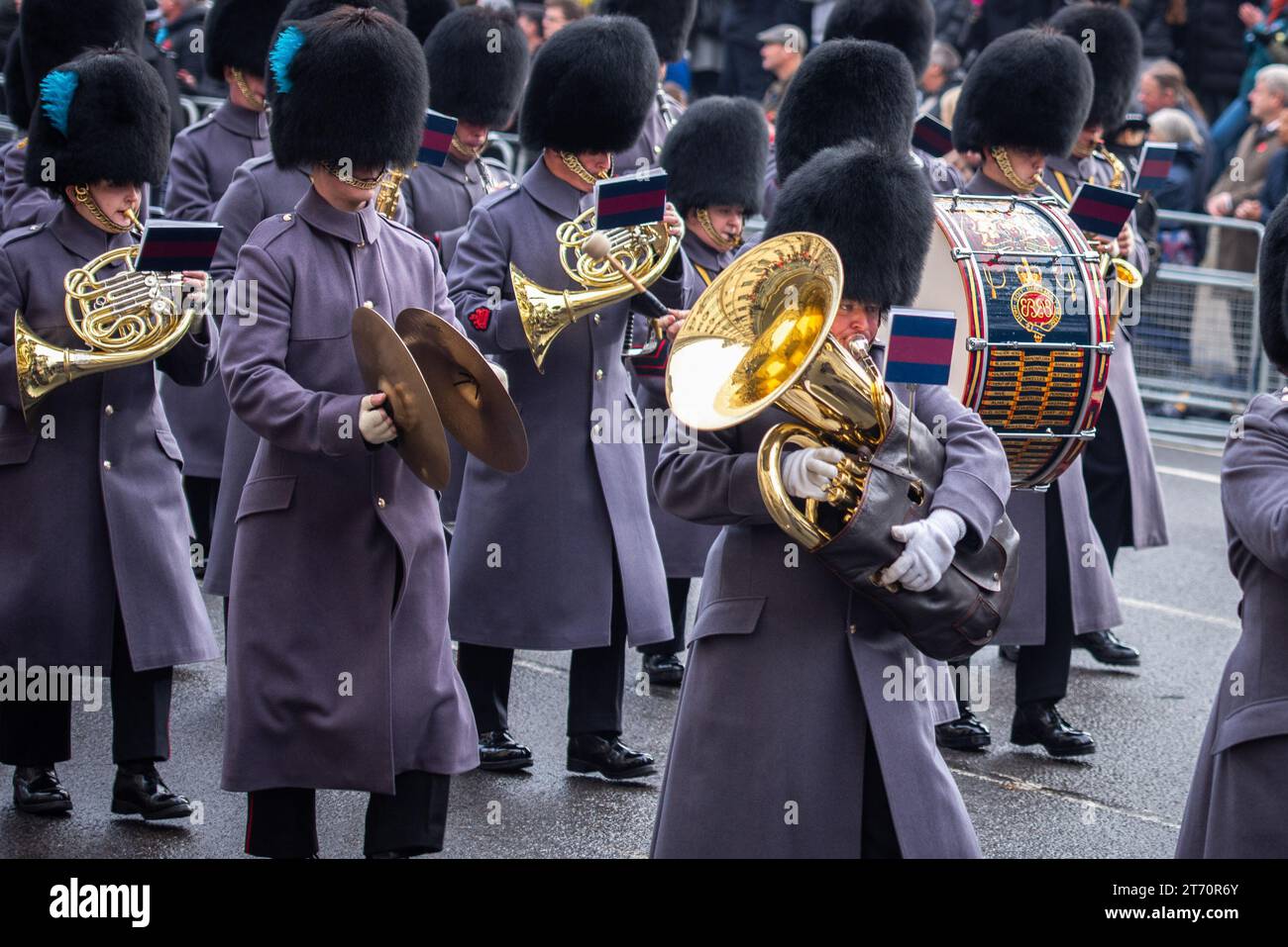 London, UK. 12th Nov, 2023. The marching band performs during The 2023 National Service of ...
