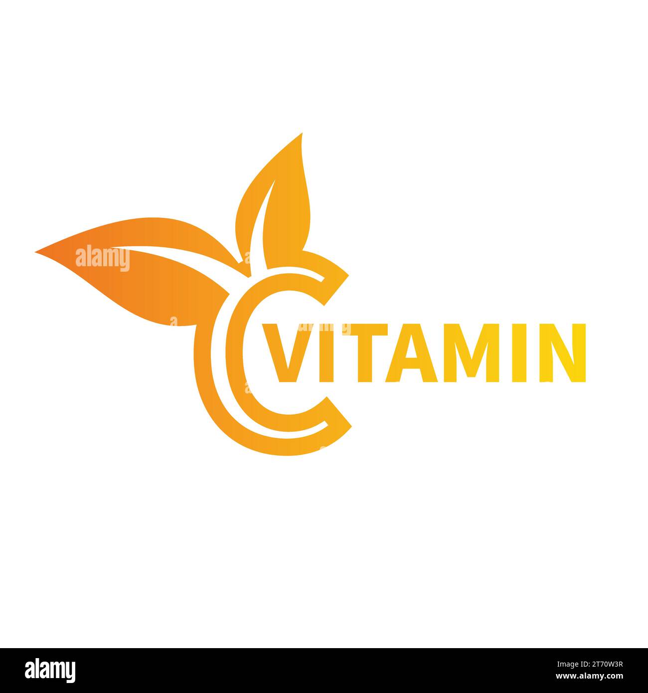 Vitamin C Text And Lettering Logo Colorful Vector Icon Stock Vector