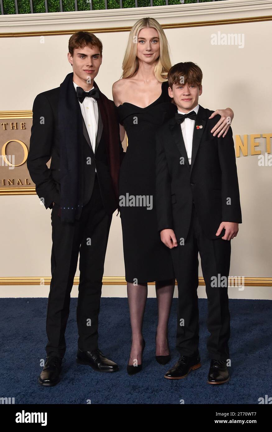 Westwood, USA. 12th Nov, 2023. Rufus Kampa, Elizabeth Debicki and Fflyn ...