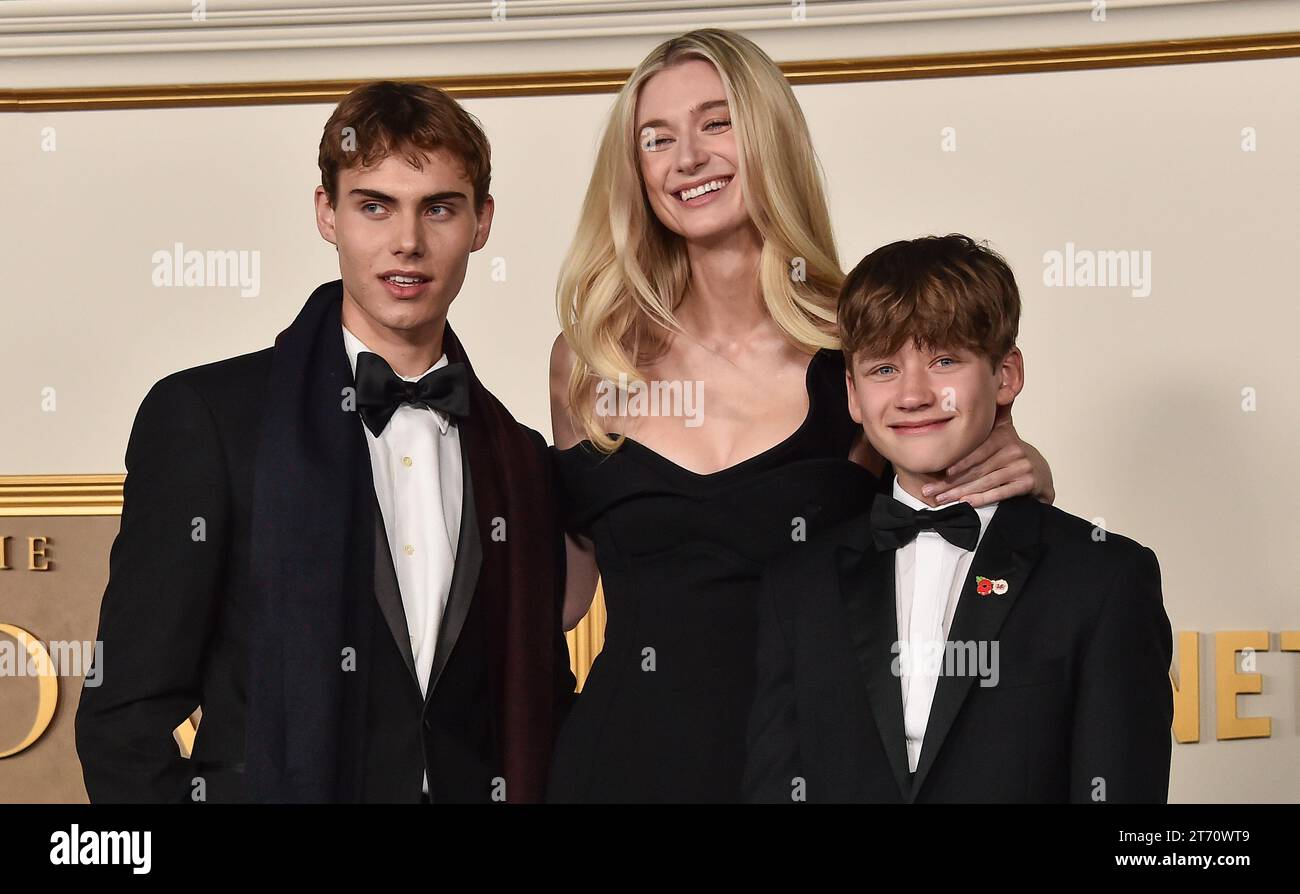 Westwood, USA. 12th Nov, 2023. Rufus Kampa, Elizabeth Debicki and Fflyn ...
