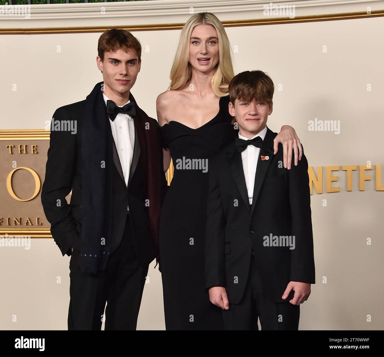 Westwood, USA. 12th Nov, 2023. Rufus Kampa, Elizabeth Debicki and Fflyn ...