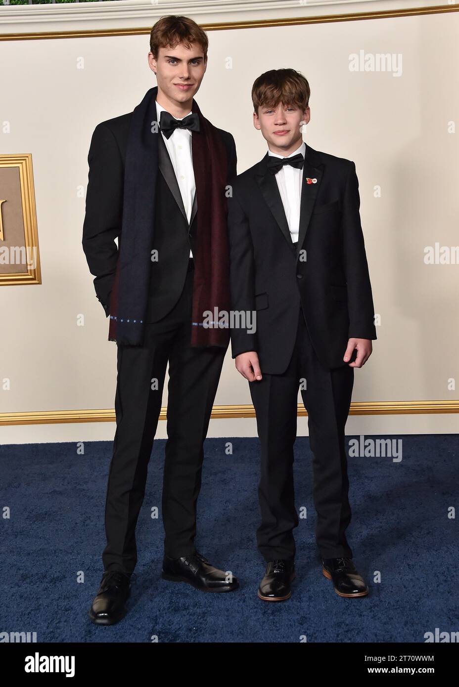 Westwood, USA. 12th Nov, 2023. Rufus Kampa and Fflyn Edwards arriving ...