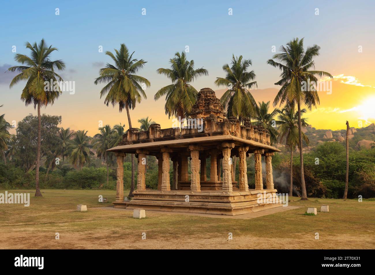 Stone temple ruins at Vijaya Vittala temple complex with scenic ...