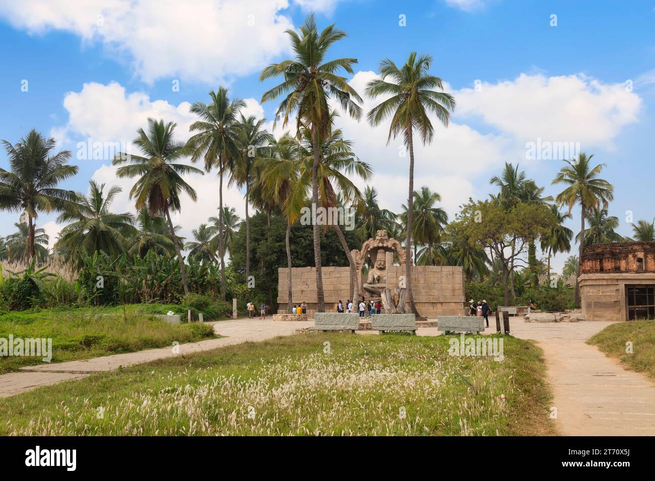 Medieval Lakshmi Narasimha stone temple built in the year 1528 at Hampi ...