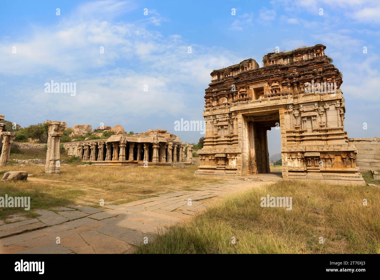 Achyuta Raya temple medieval architecture ruins at Hampi Karnataka ...