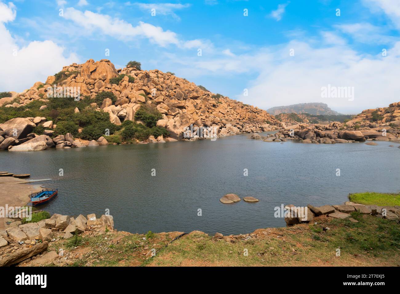 Tungabhadra river at Hampi Karnataka India with hilly landscape Stock ...