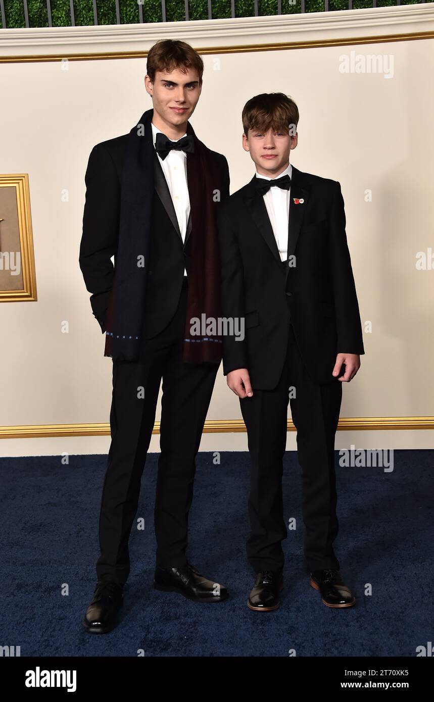 Westwood, USA. 12th Nov, 2023. Rufus Kampa and Fflyn Edwards arriving ...