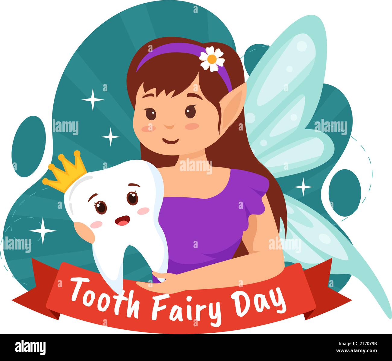 National Tooth Fairy Day Vector Illustration with Little Girl to Help ...