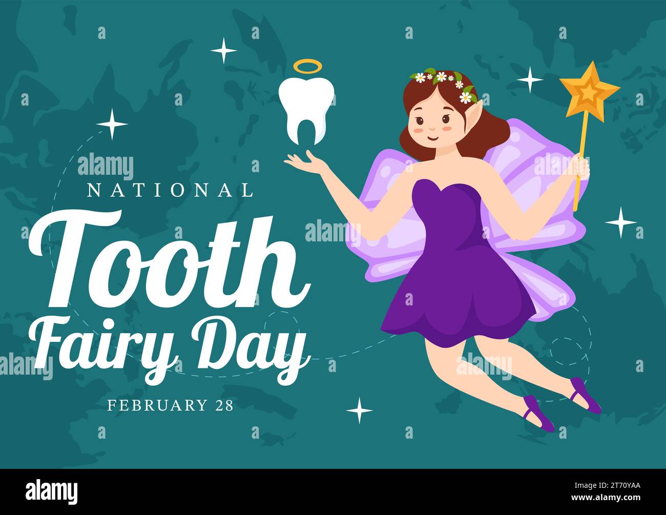 National Tooth Fairy Day Vector Illustration with Little Girl to Help ...