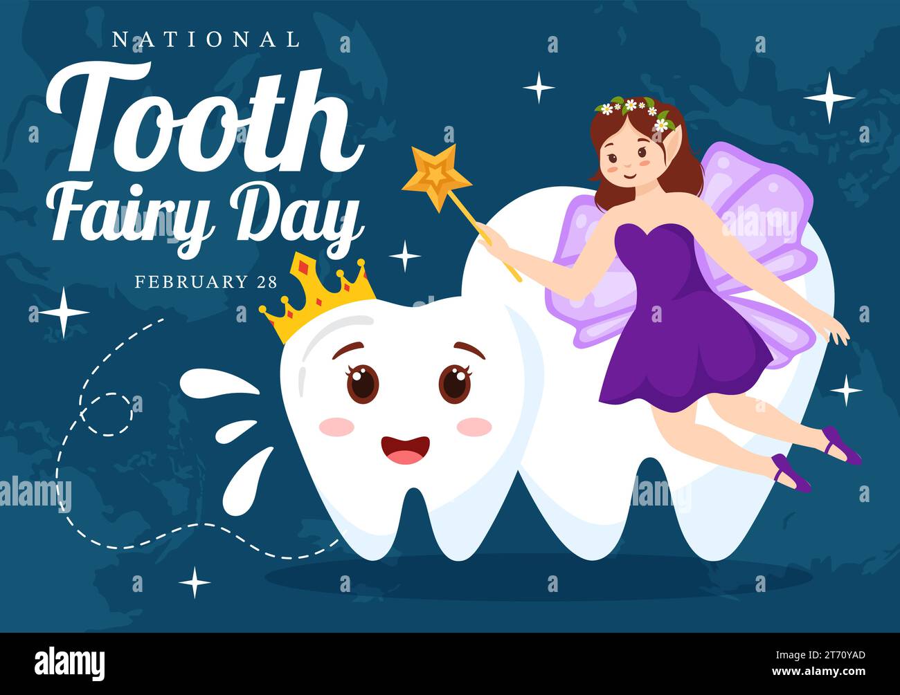 National Tooth Fairy Day Vector Illustration with Little Girl to Help ...