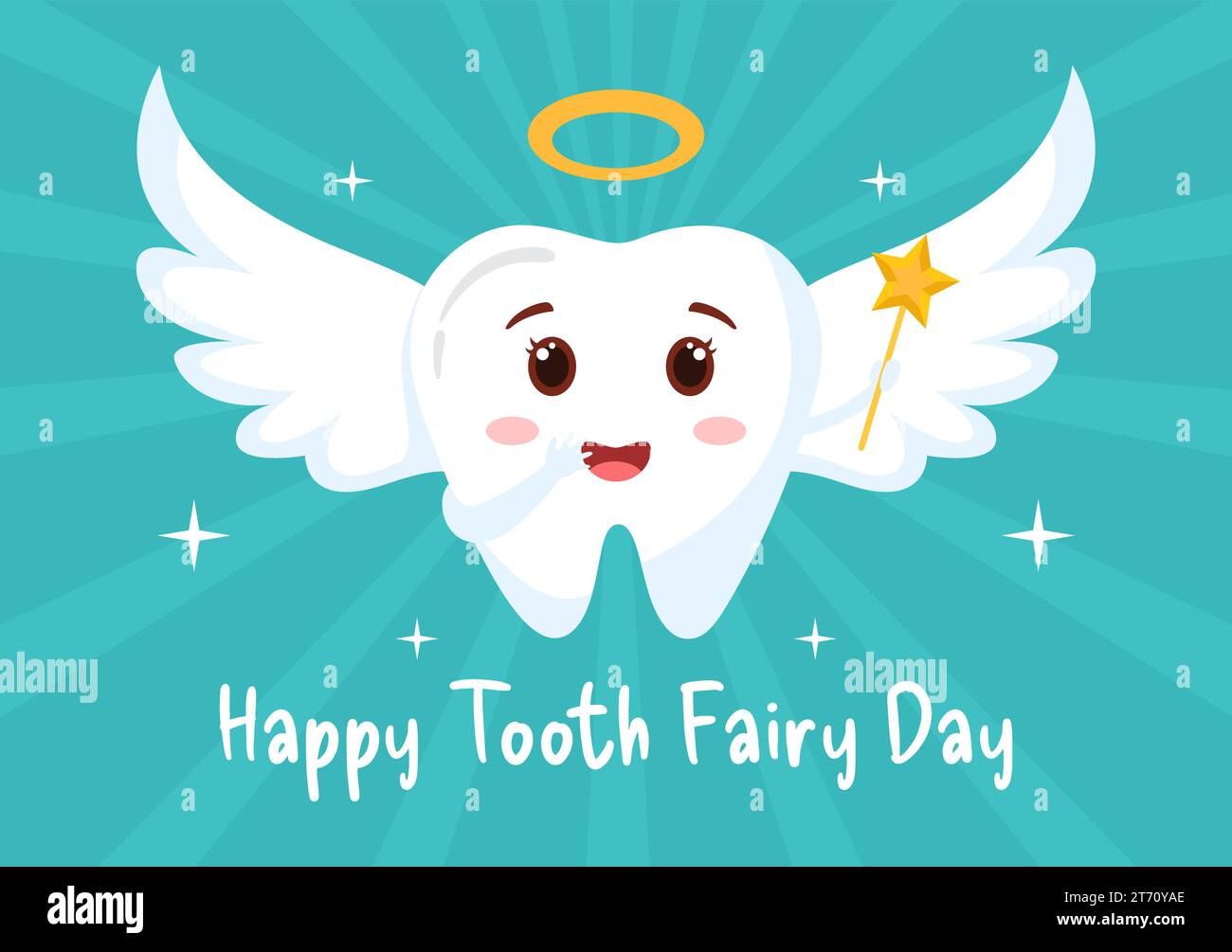 National Tooth Fairy Day Vector Illustration with Little Girl to Help ...
