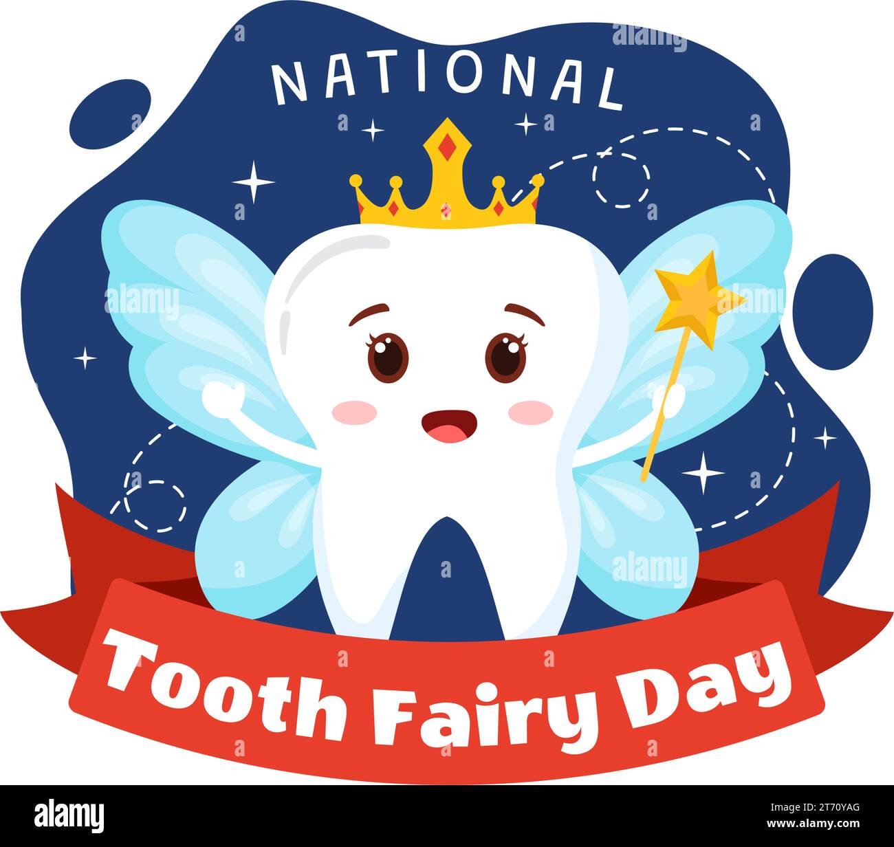 National Tooth Fairy Day Vector Illustration with Little Girl to Help ...