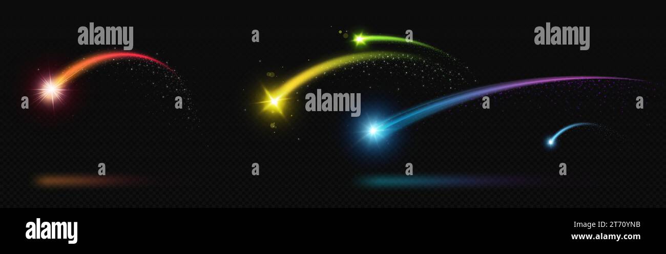 Colorful firework trails on transparent background. Vector realistic ...