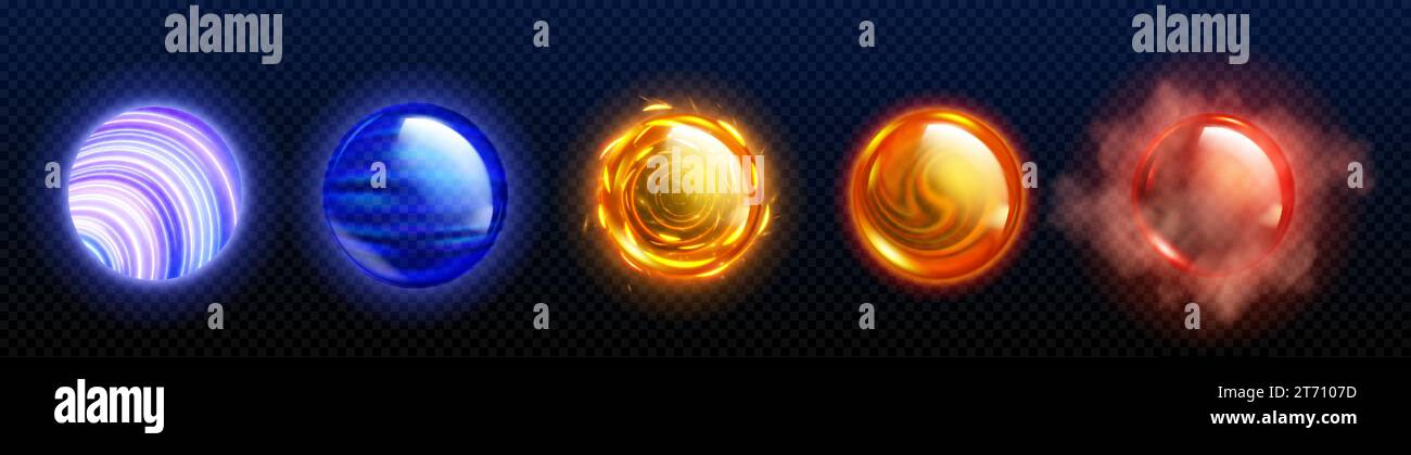 Magic game orbs set isolated on transparent background. Vector ...