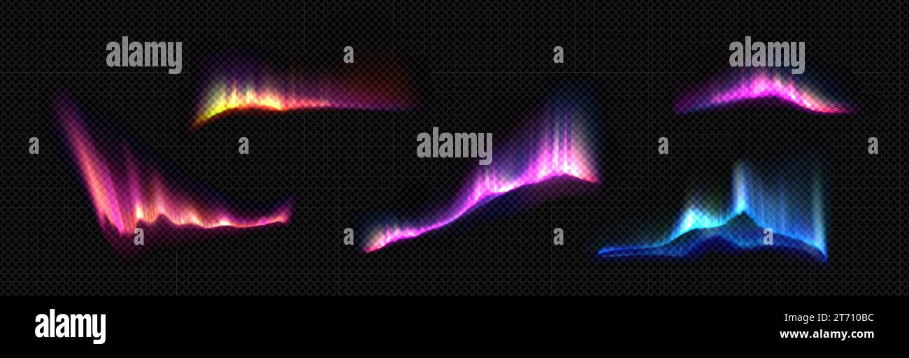 Aurora borealis set isolated on transparent background. Vector ...