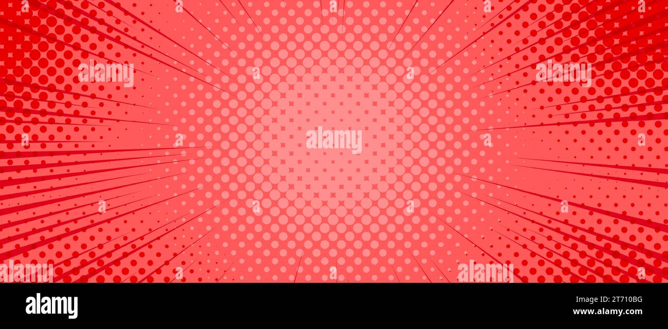 Red radial dotted comic background. Speed lines wallpaper with pop art ...