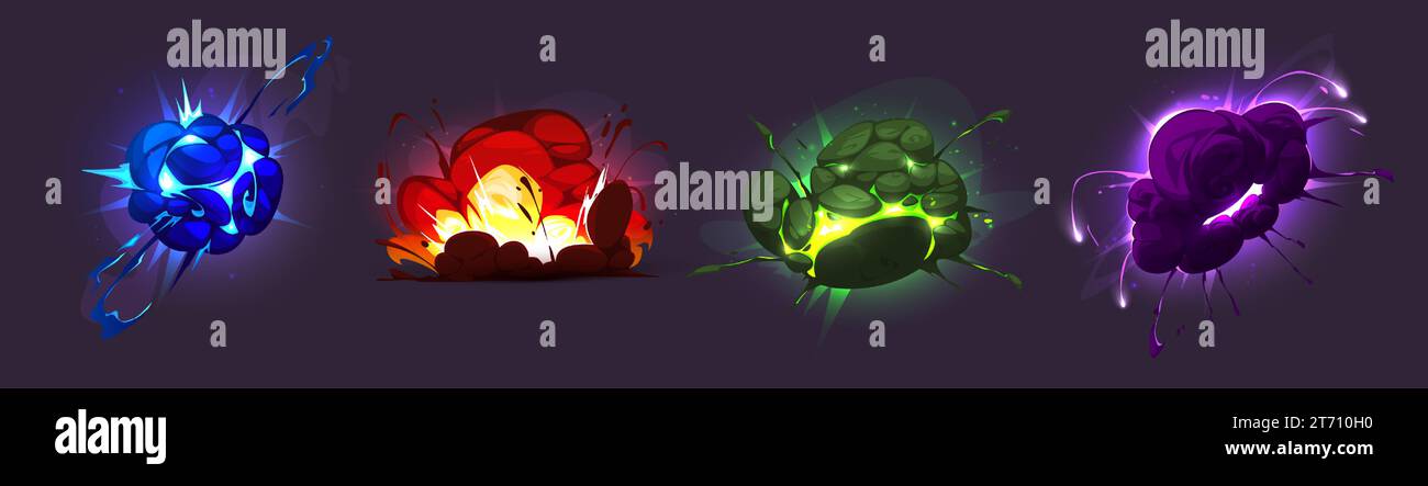 Explosion boom effects set isolated on background. Vector cartoon ...