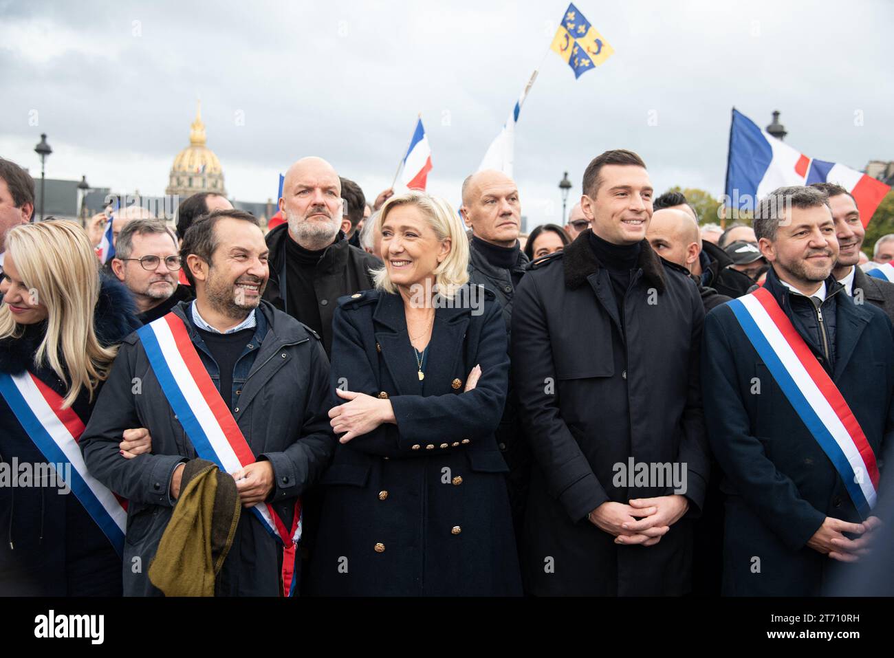 Sebastien Chenu, Marine Le Pen and Jordan Bardella at the demonstration ... Sebastien Chenu, Marine Le Pen and Jordan Bardella at the demonstration ...