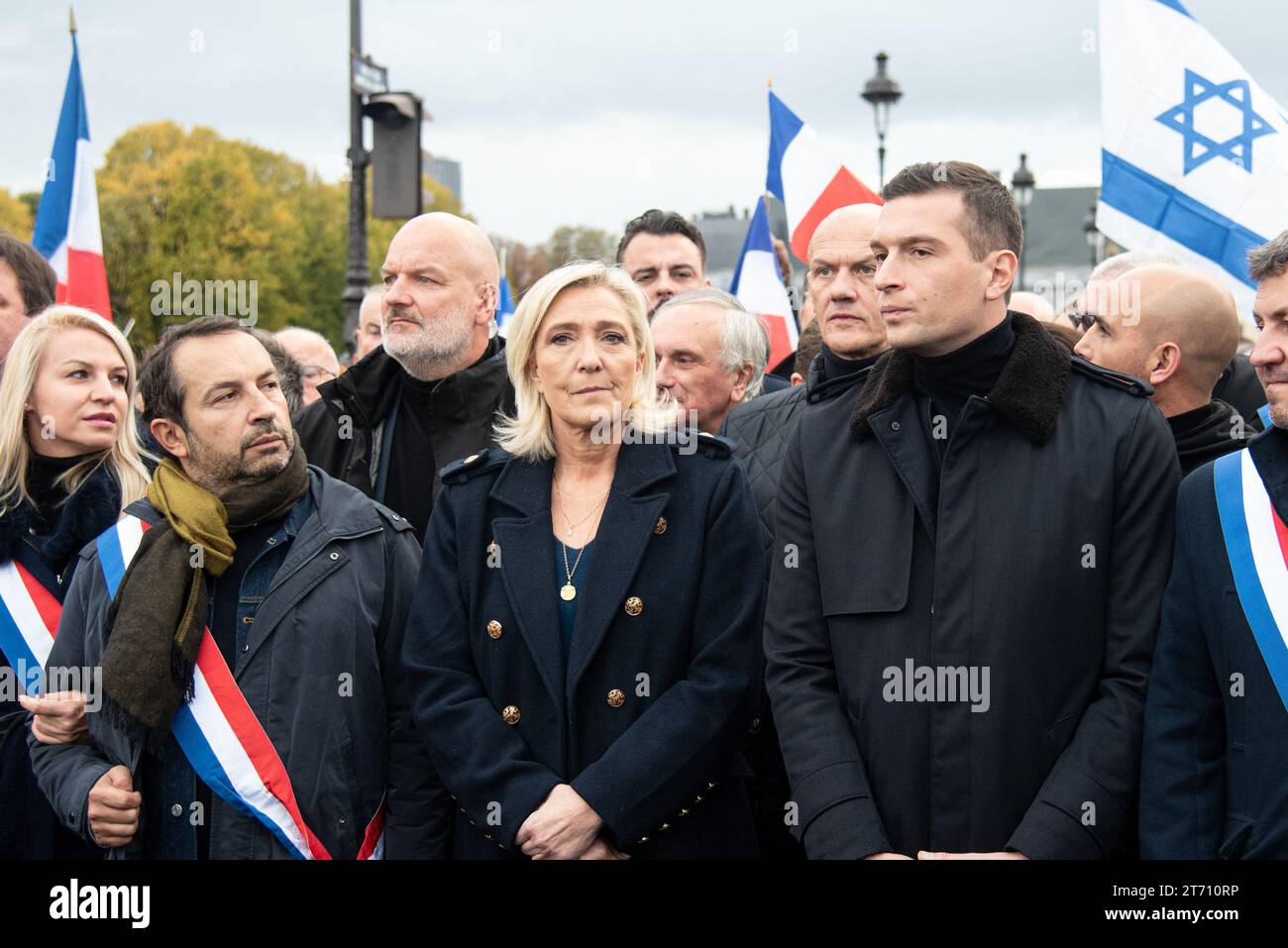 Sebastien Chenu, Marine Le Pen and Jordan Bardella at the demonstration ... Sebastien Chenu, Marine Le Pen and Jordan Bardella at the demonstration ...