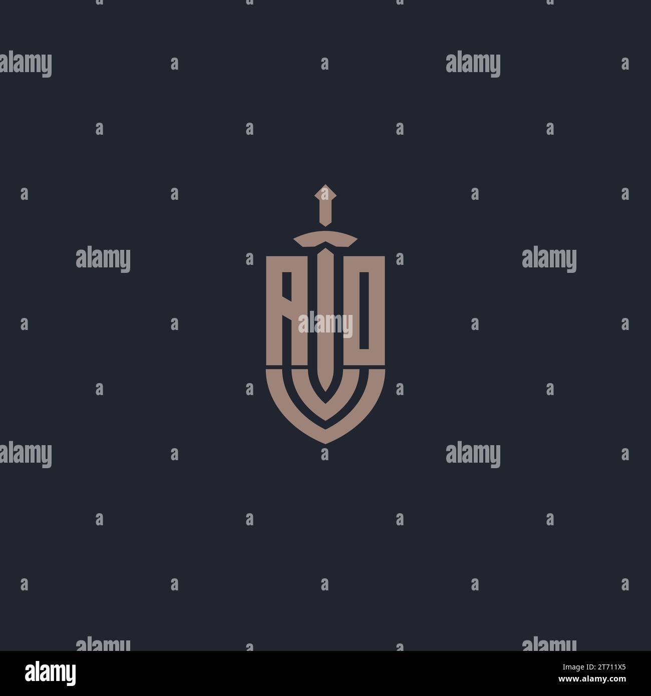 AO logo monogram with sword and shield style design template vector ...