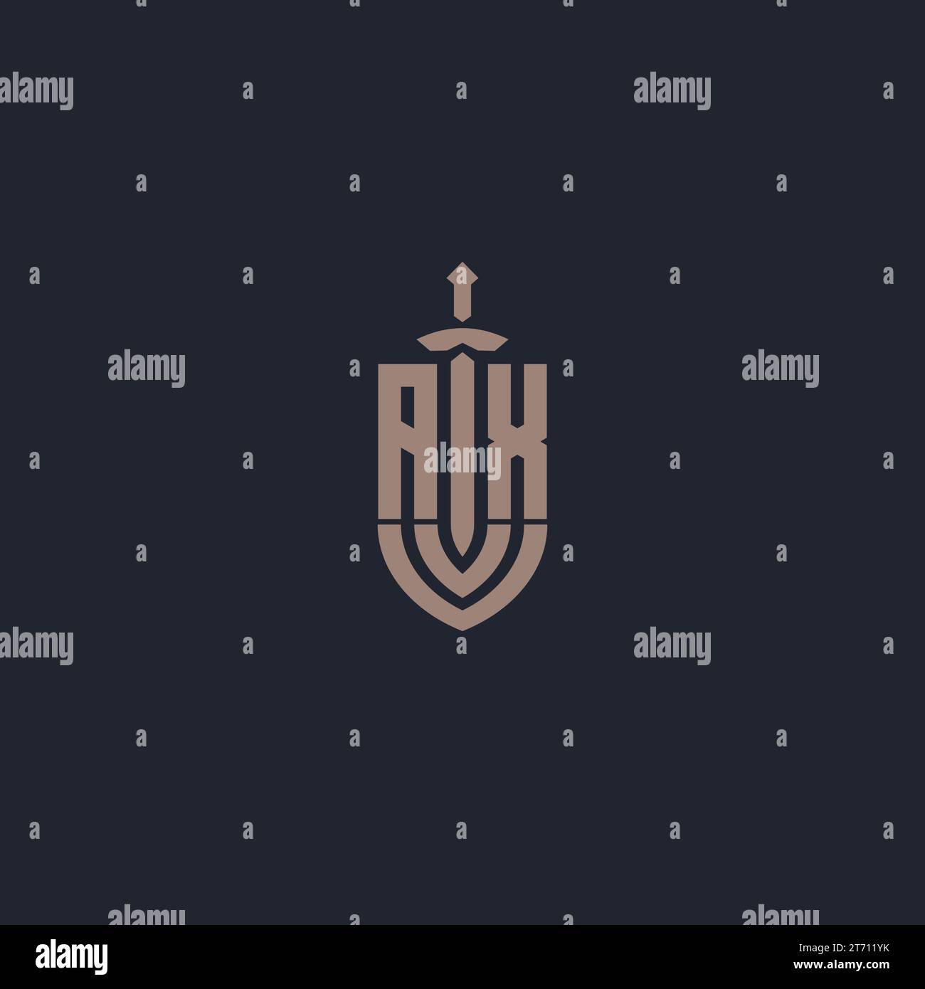 AX logo monogram with sword and shield style design template vector ...