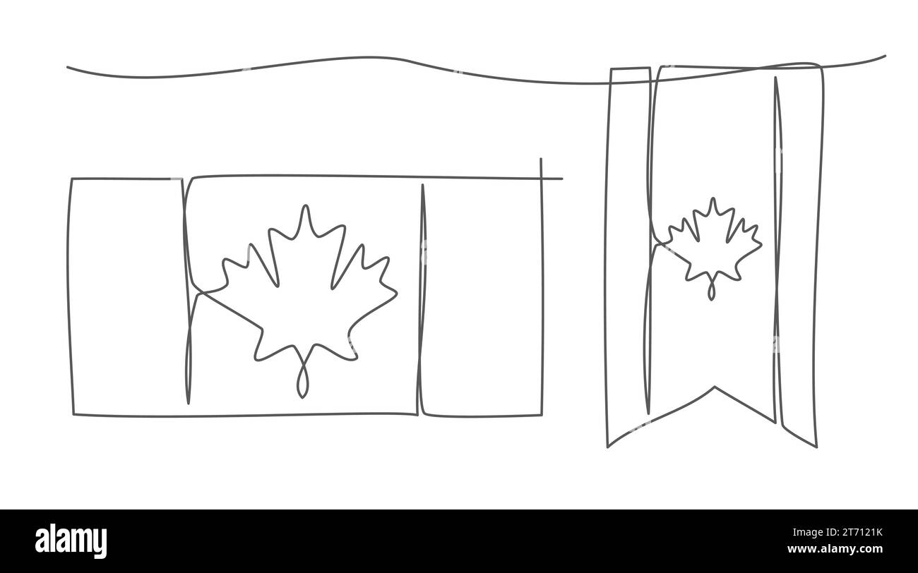 Canada Flag One line drawing isolated on white background Stock Vector ...