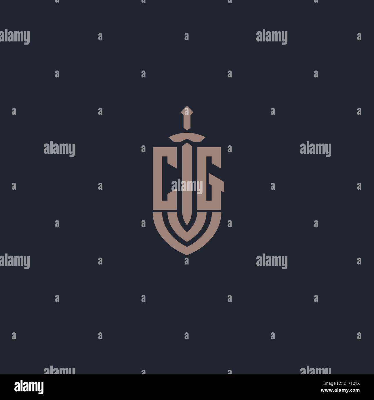 CG logo monogram with sword and shield style design template vector ...