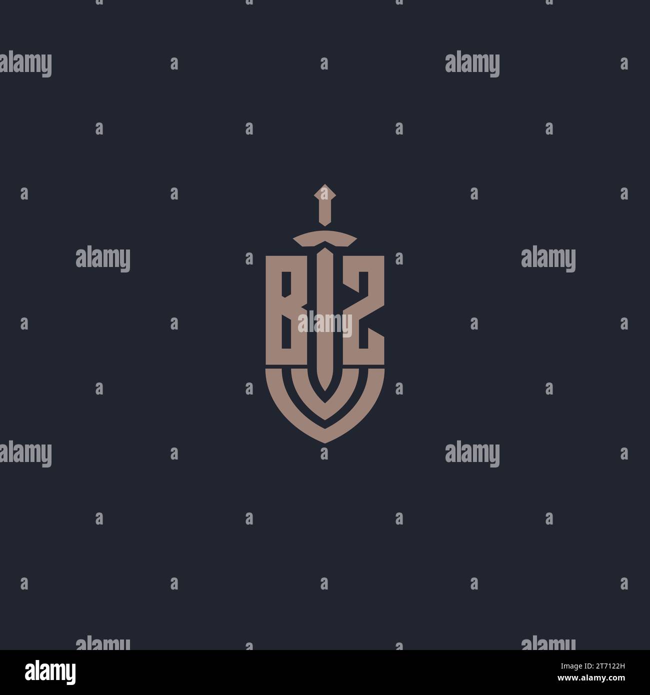 BZ logo monogram with sword and shield style design template vector ...