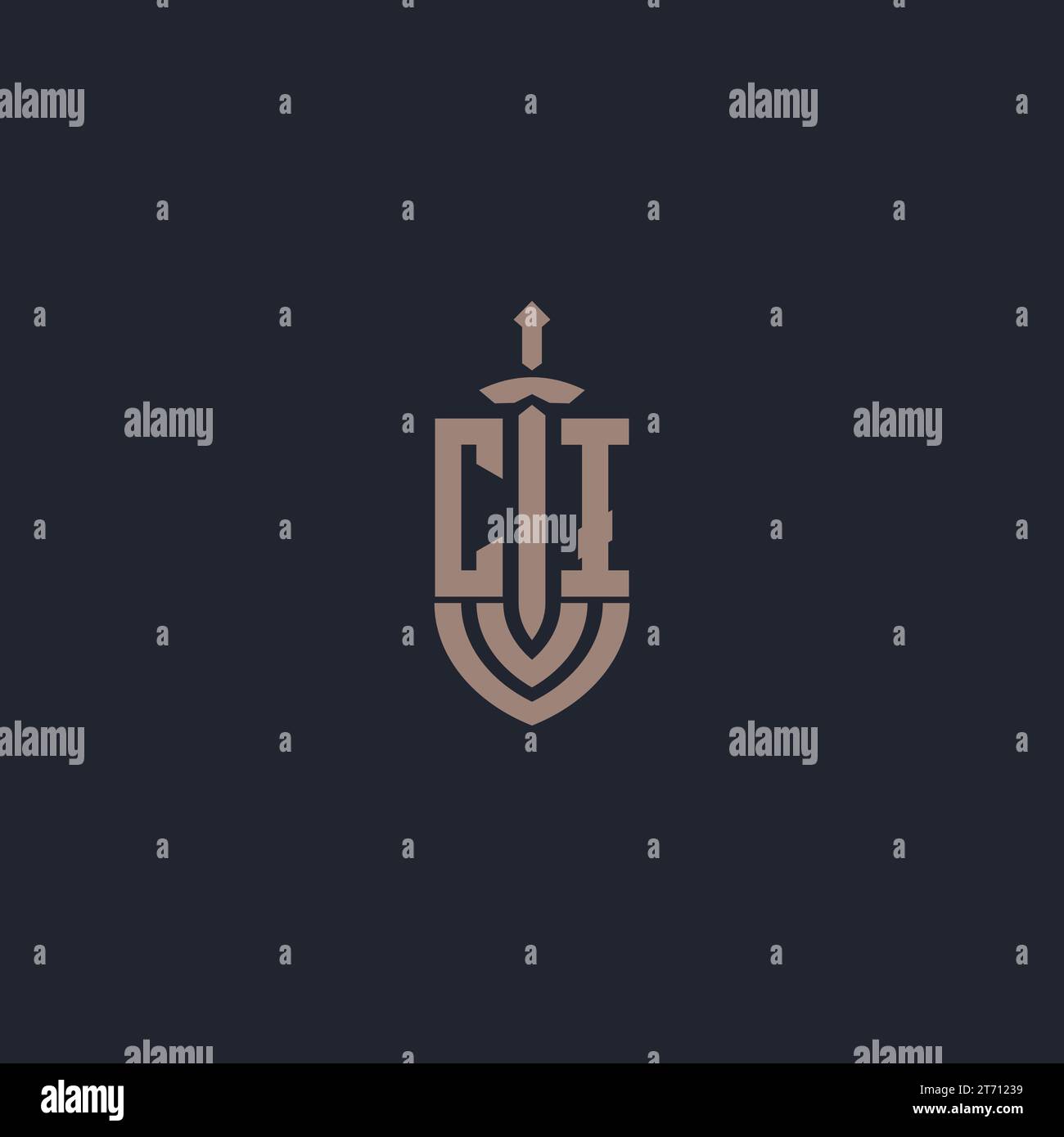 CI logo monogram with sword and shield style design template vector Stock Vector Image & Art - Alamy