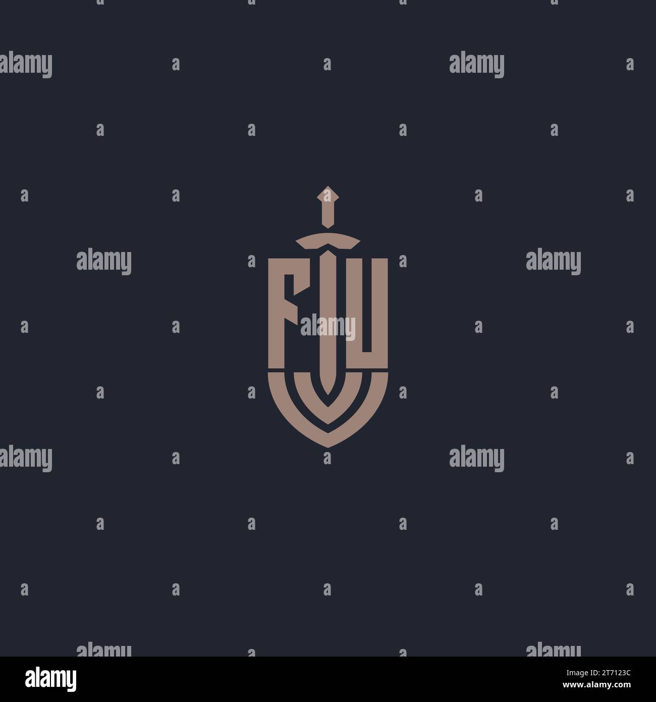 FU logo monogram with sword and shield style design template vector ...