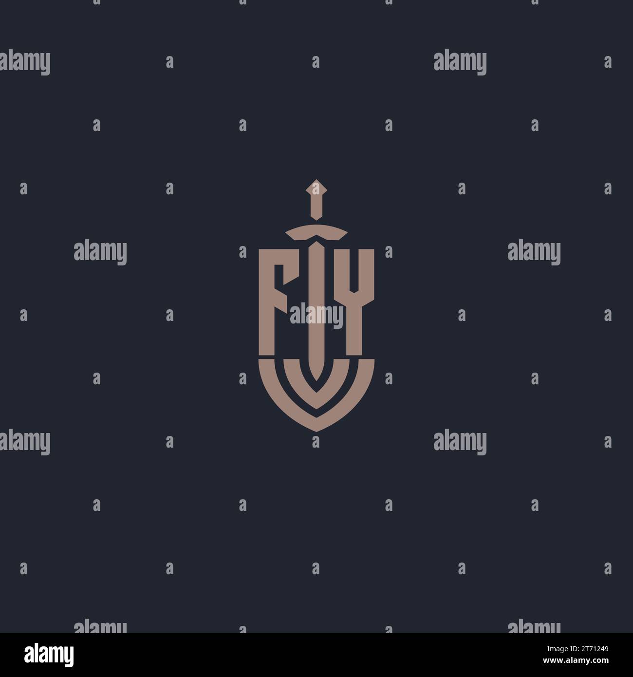 FY logo monogram with sword and shield style design template vector ...
