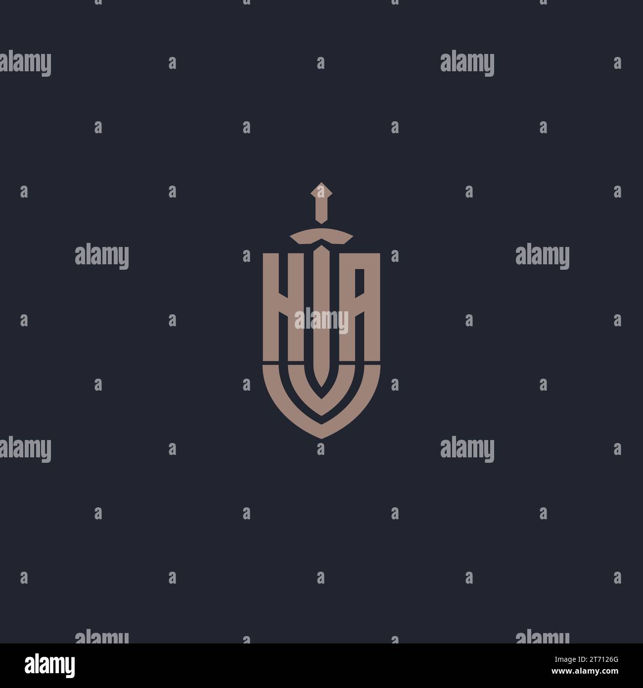 HA logo monogram with sword and shield style design template vector ...