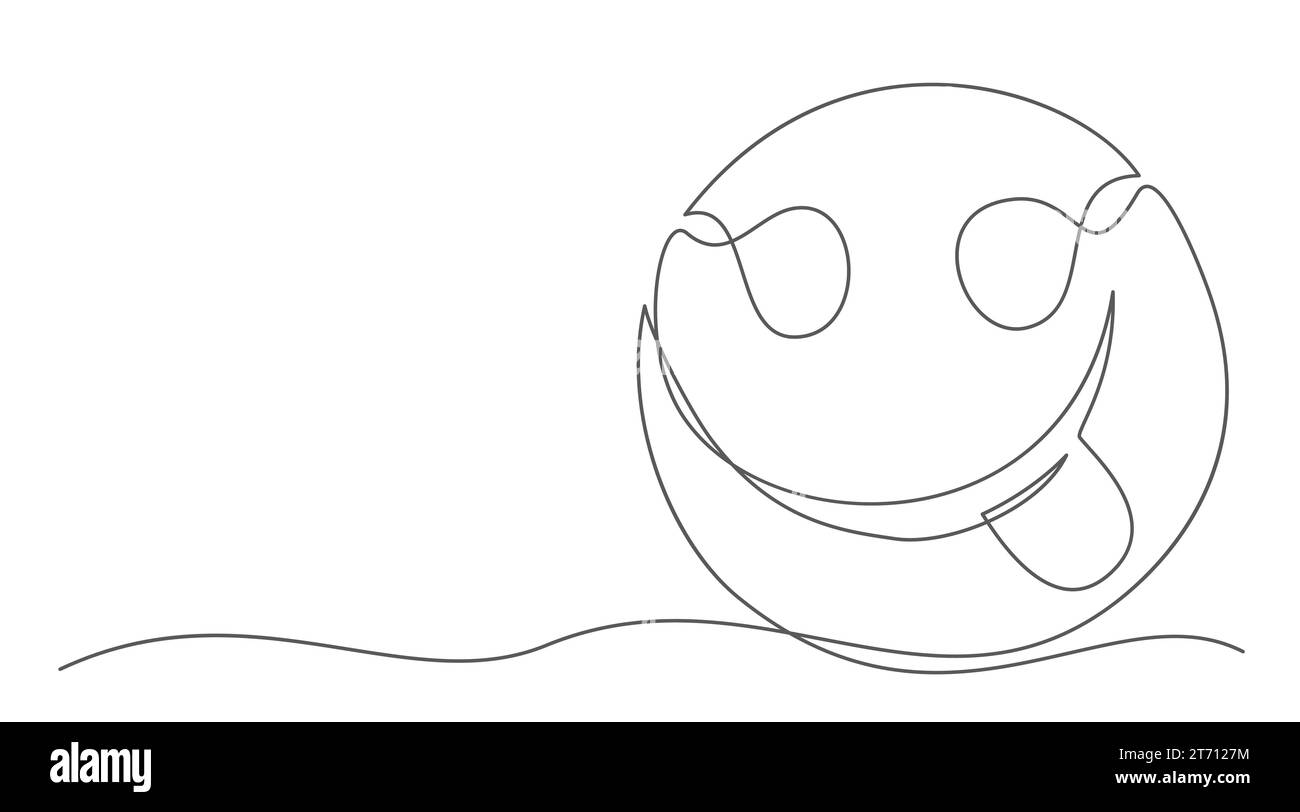Smile One line drawing isolated on white background Stock Vector Image ...