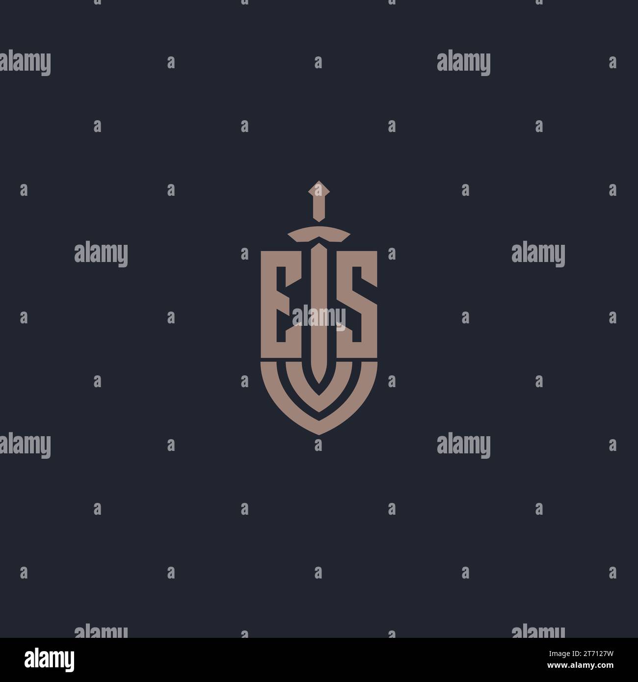 ES logo monogram with sword and shield style design template vector ...
